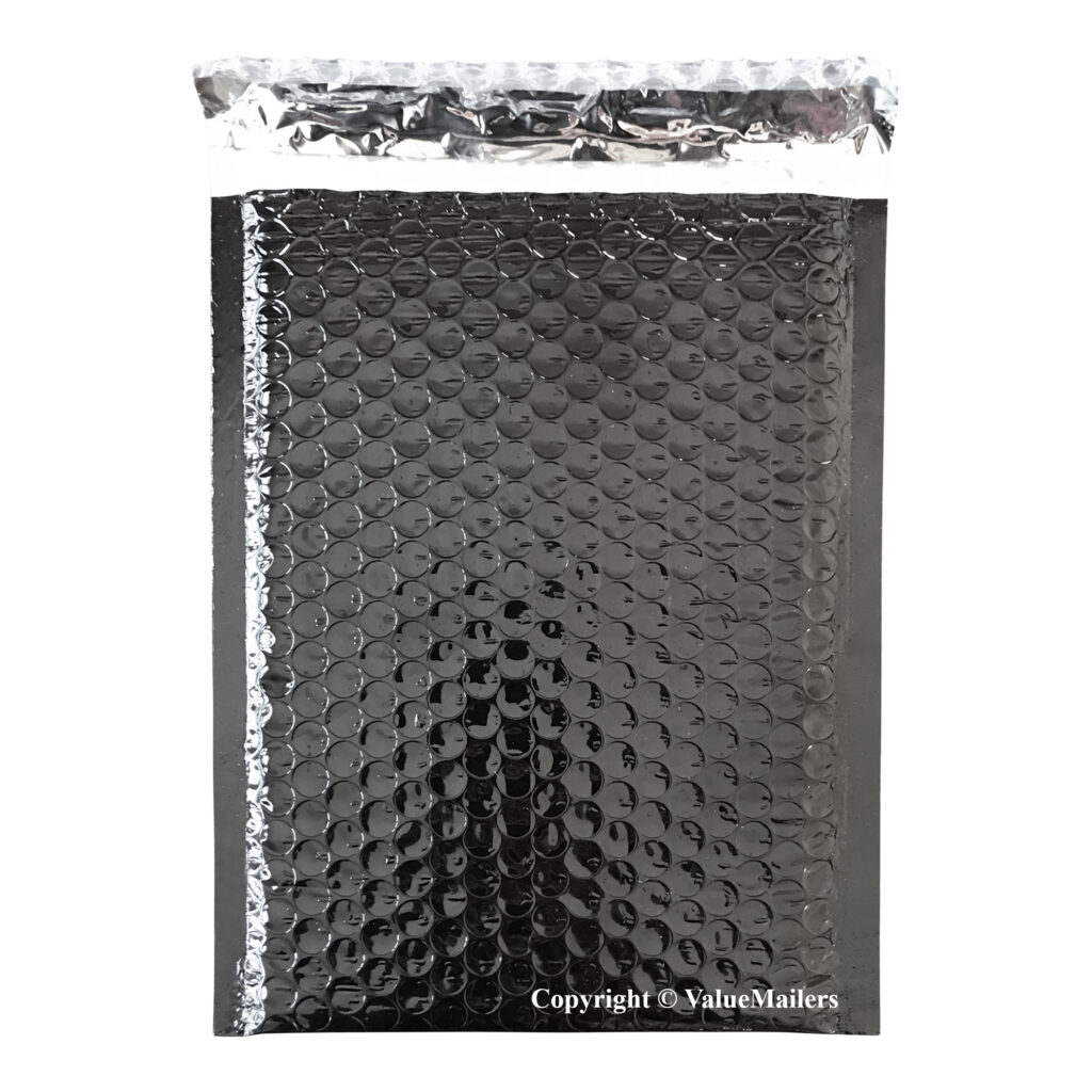 #000 4x8 Metallic Black Bubble Mailers Envelopes Bags